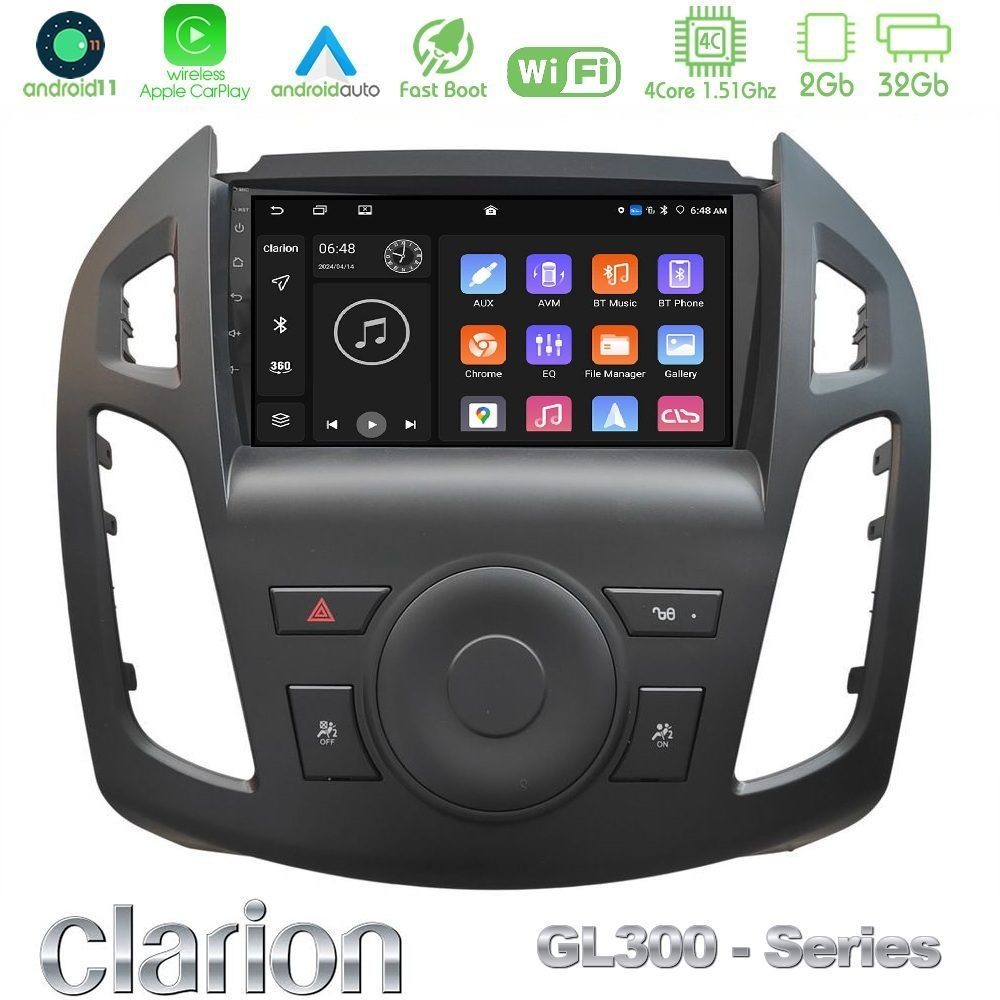 Clarion GL300 Series 4Core Android11 2+32GB Ford Transit Connect ...